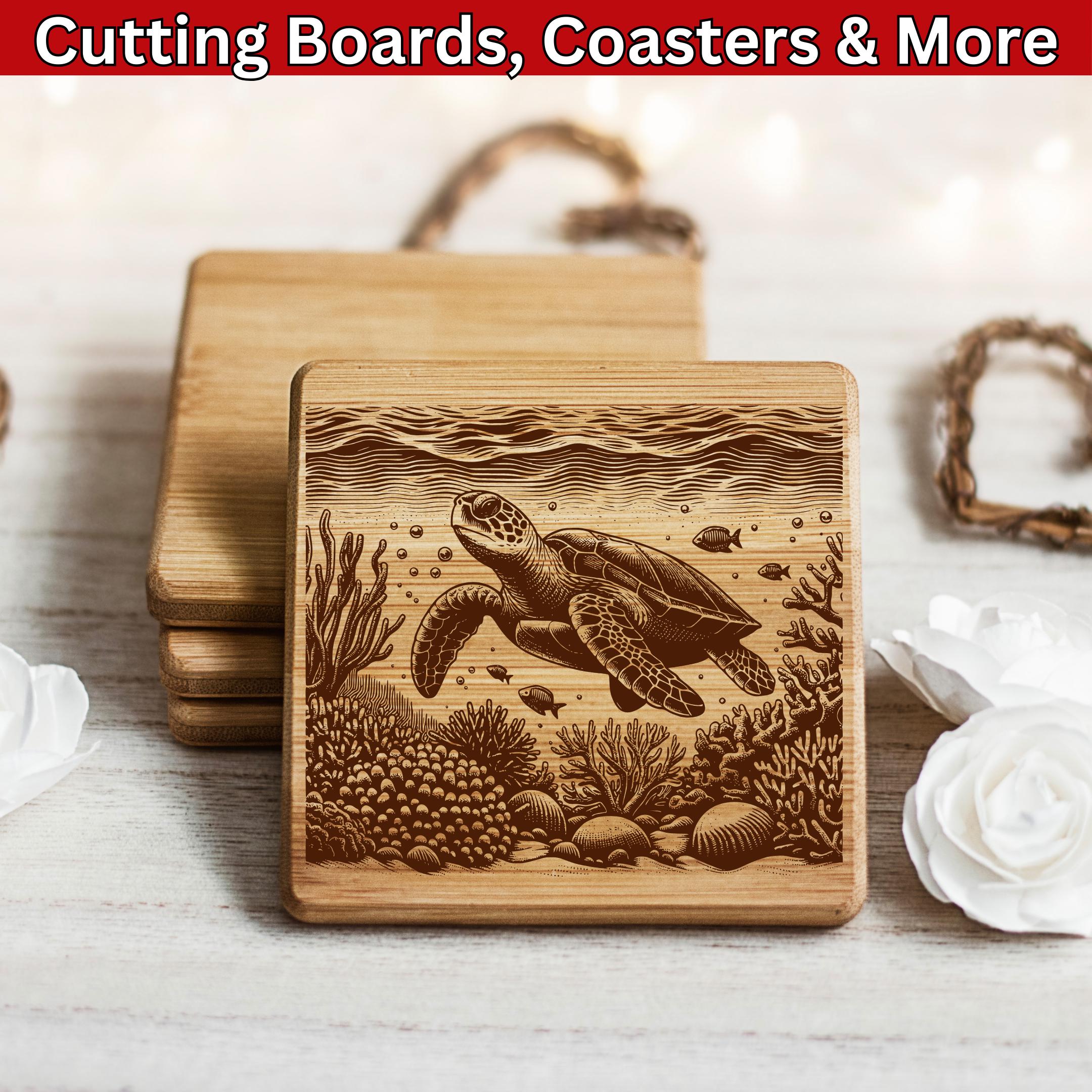 Sea Turtle Laser Engraving SVG File: Ocean Life Design for Cutting ...