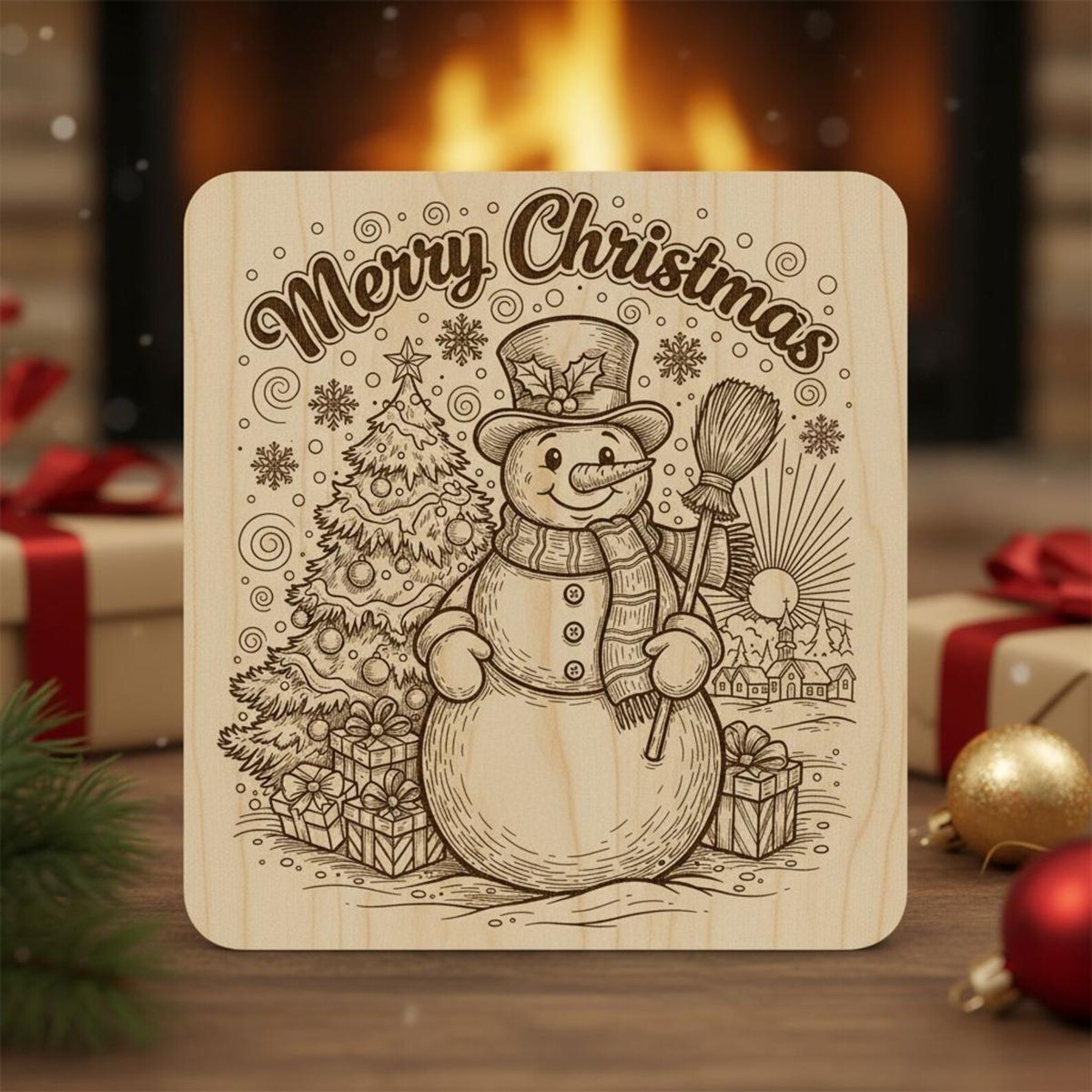 Snowman SVG Laser File Merry Christmas SVG Engraving Design for Cutting ...