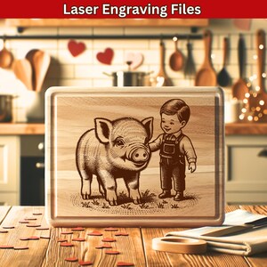 Pig Show SVG Laser Files, Cutting Board SVG, Laser Engraving Bundle ...