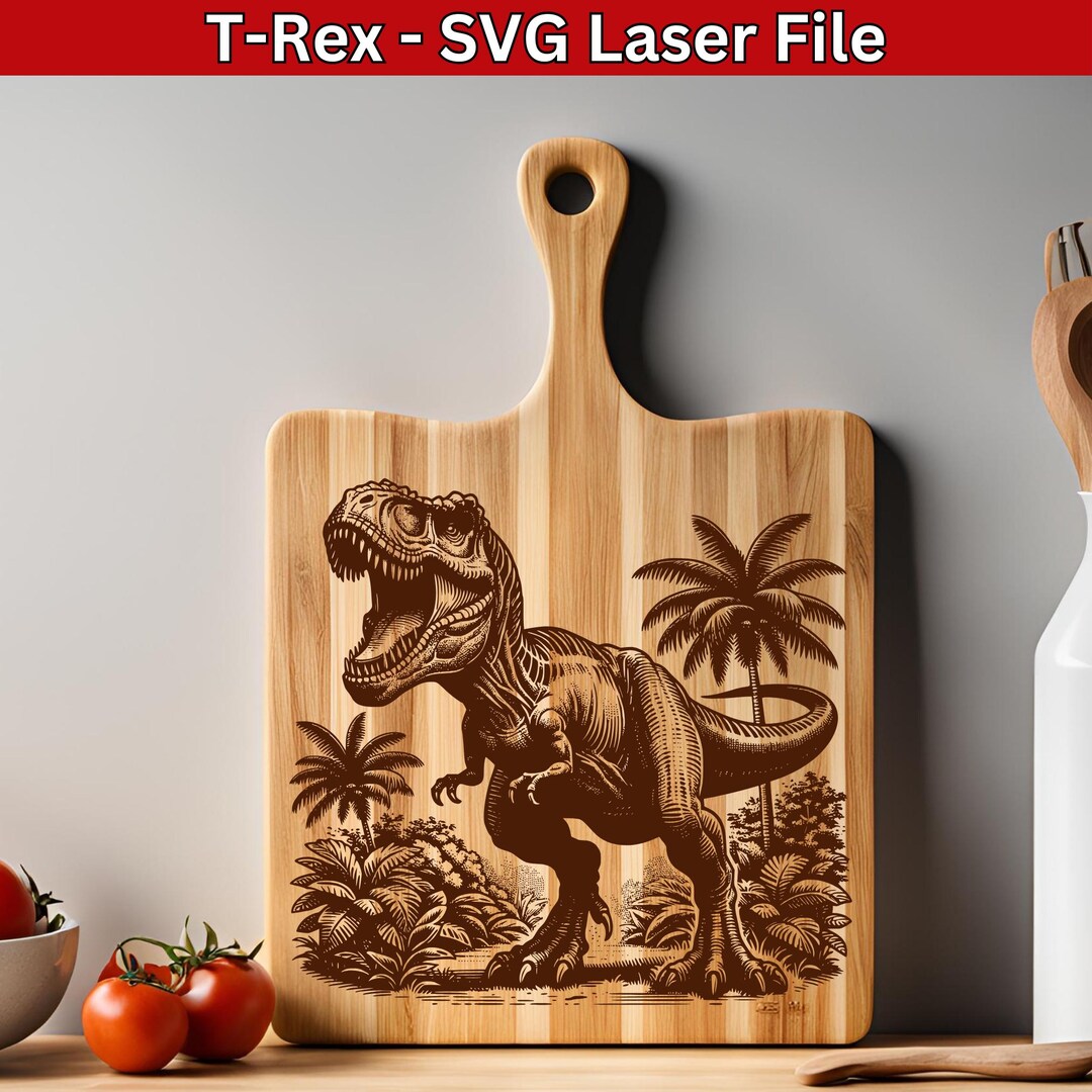 Dinosaur SVG File, Trex Laser Files, Dino Laser Engraving File, Engrave ...