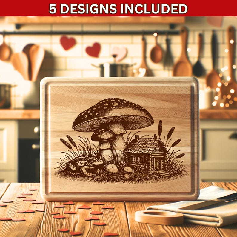 Mushroom SVG Bundle, Mushroon Design for Cutting Board SVG, Mushroom ...