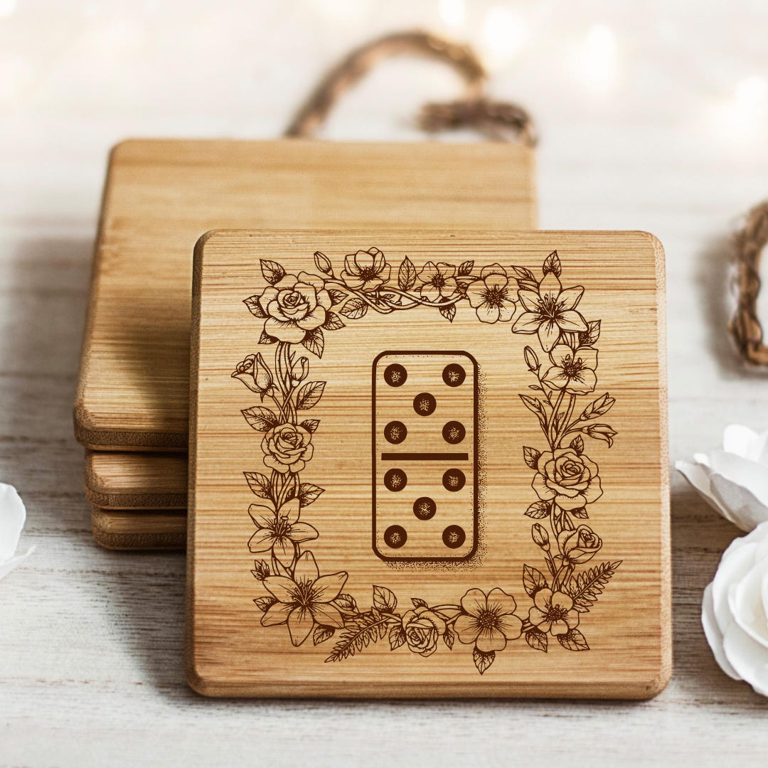 Domino SVG Laser File, Domino Game Laser Engraving File, Floral Domino ...