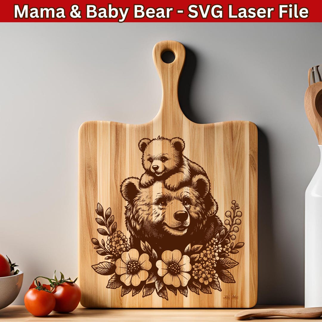 Mama Bear SVG Mother's Day Laser File, Cute Mom & Baby Bear Svg, Mom ...