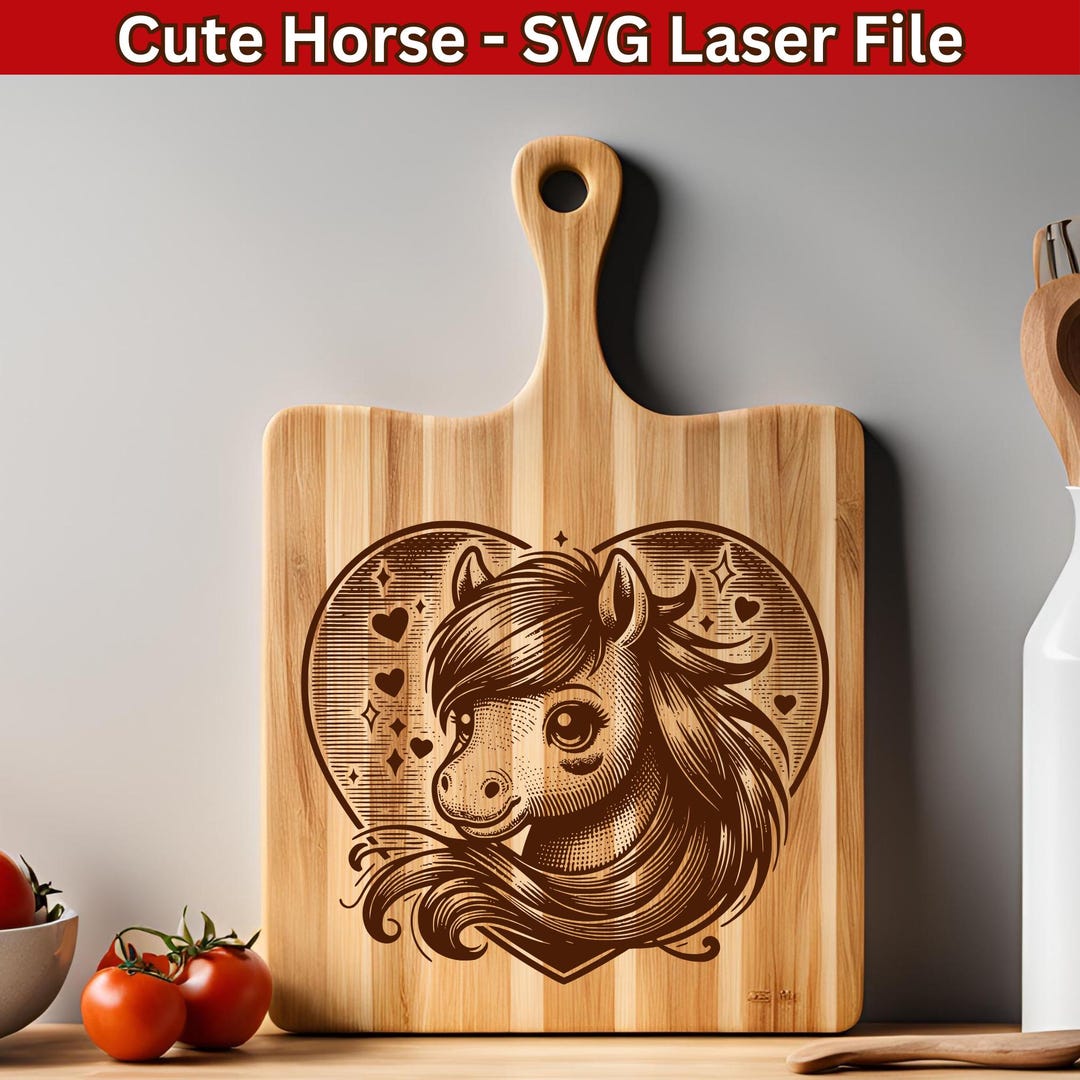Baby Horse SVG Laser File for Charcuterie & Cutting Board SVG Engraving ...