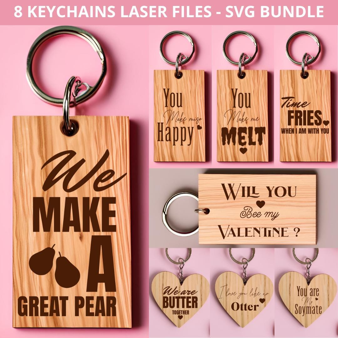 Valentines Keychains, Laser Engraving and Cut Files SVG Bundle, Funny ...