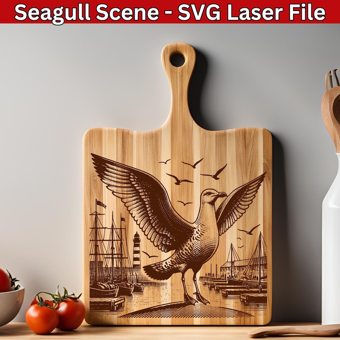 Seagull SVG Gull Bird Laser File, Harbor Scene SVG, Coastal Port ...