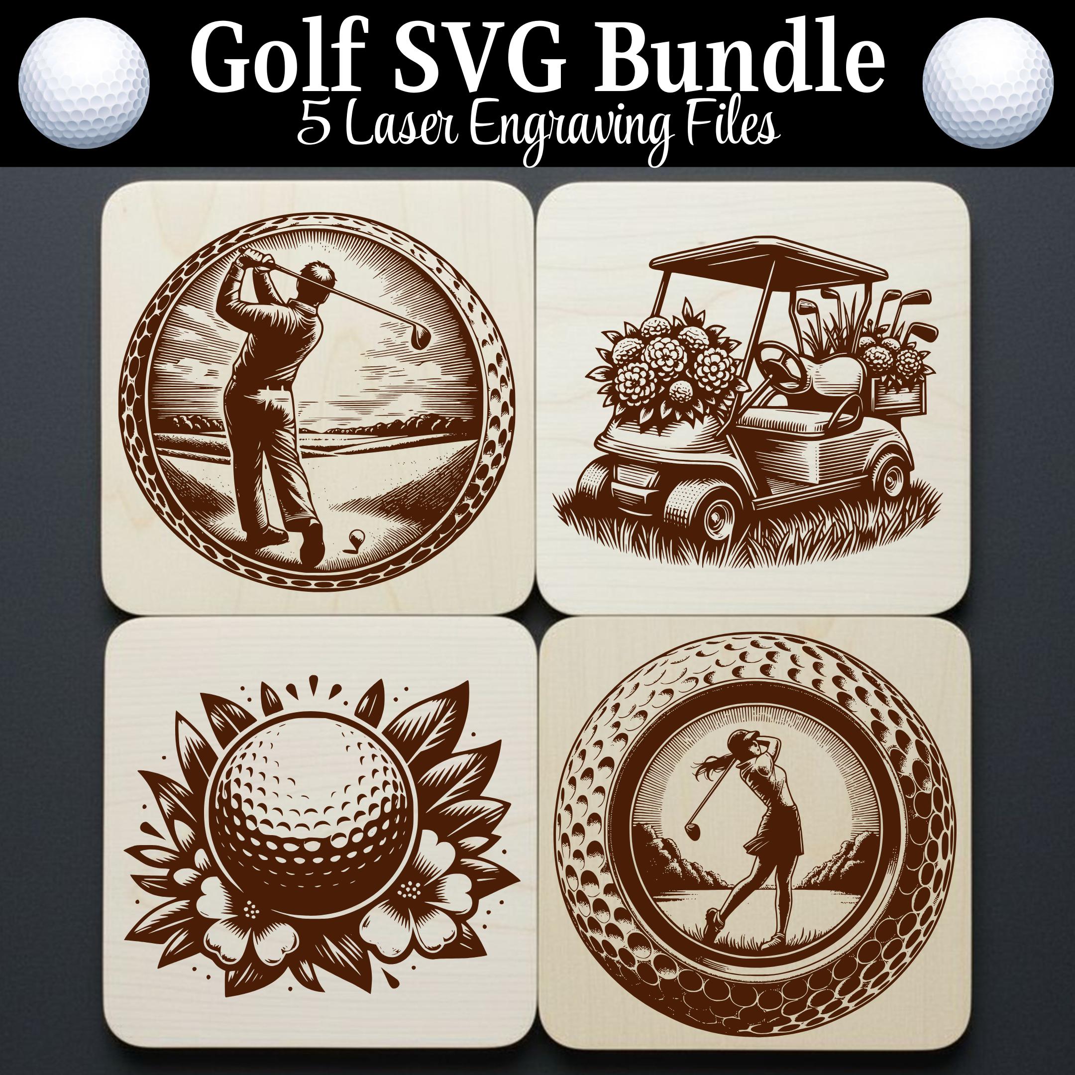 Golf SVG Bundle Laser Files, Golf Ball SVG Name Frame, Golfer Monogram ...