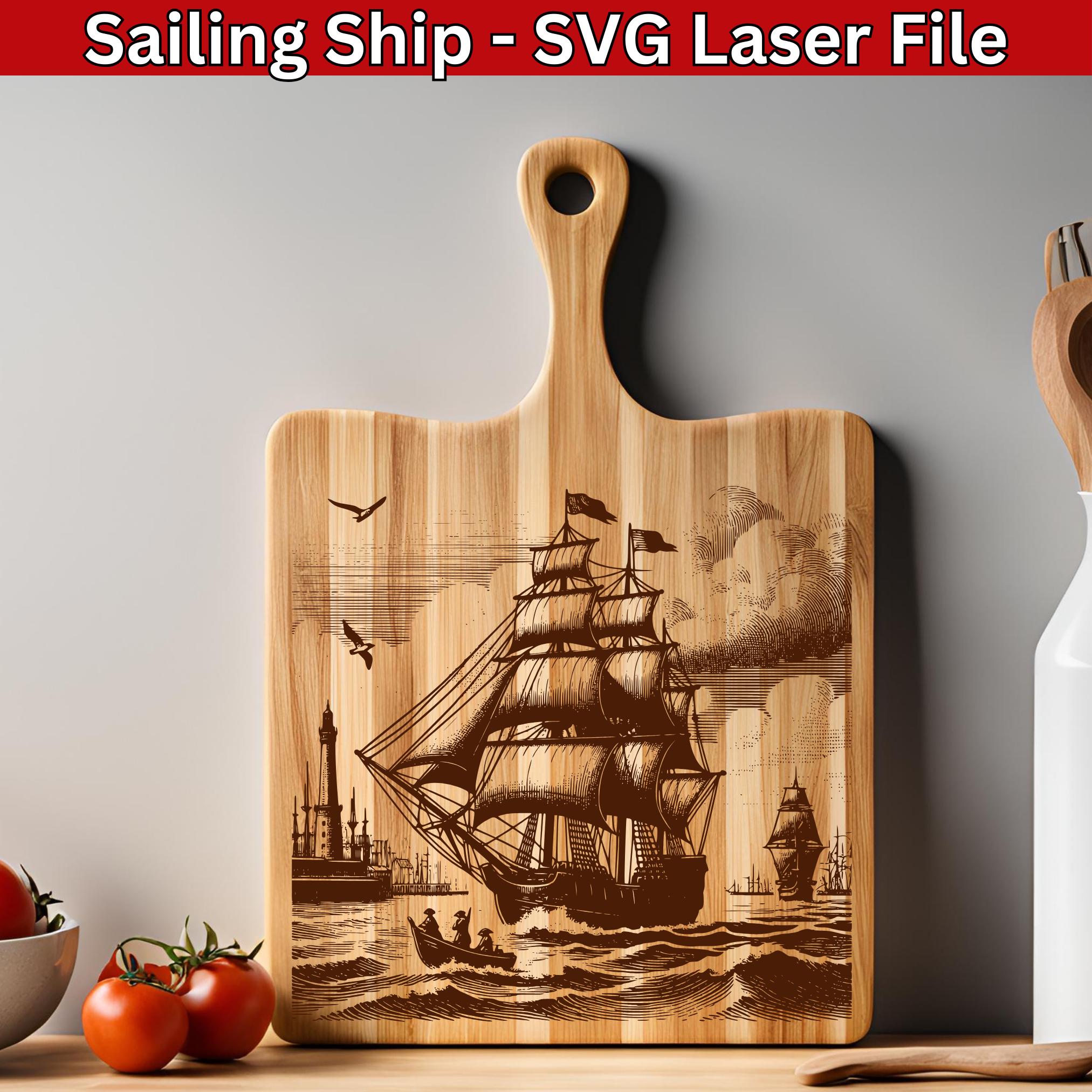 Sailing Ship SVG Nautical Laser File, Ocean Wave SVG, Boat Laser ...