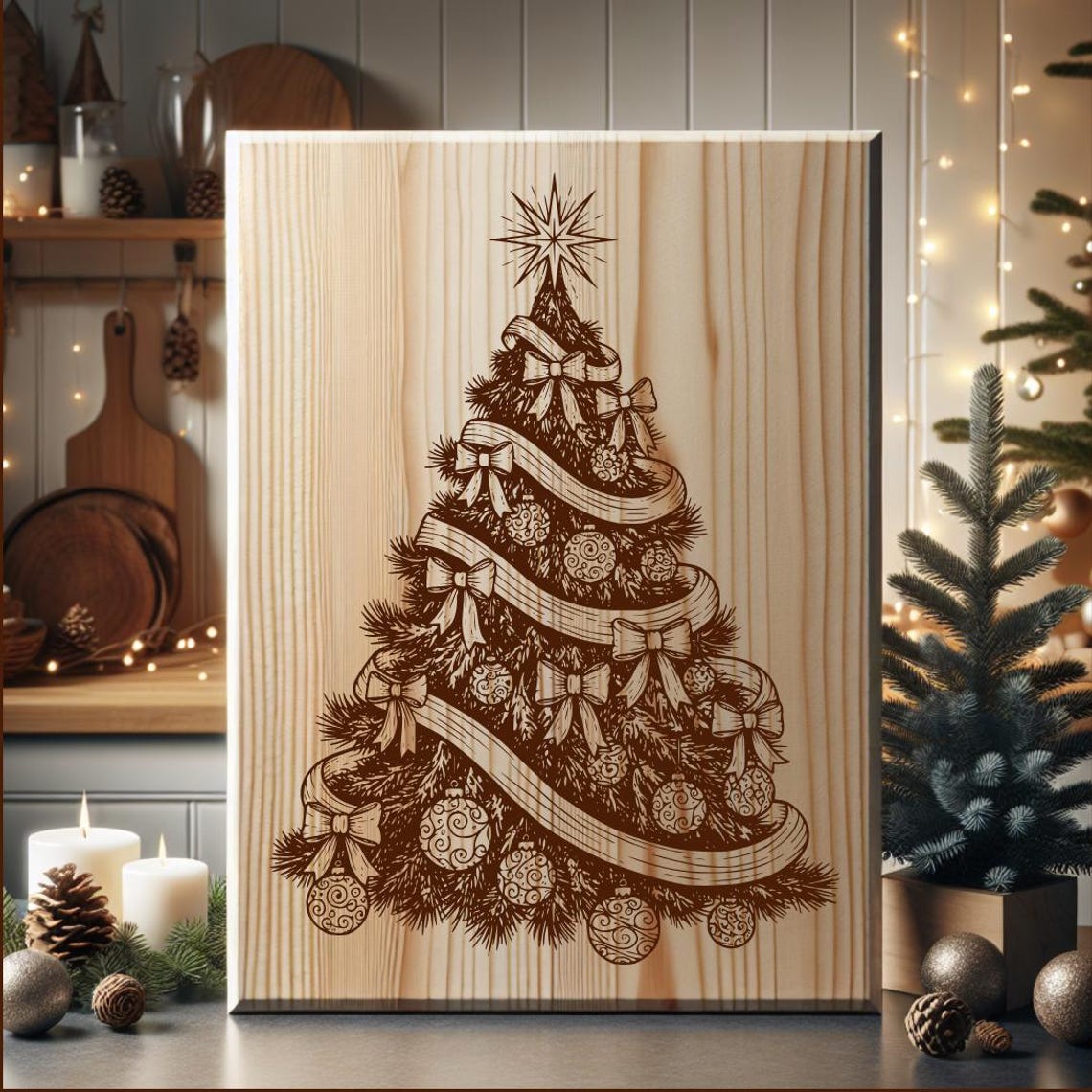 Christmas Tree SVG Laser File - Engraving Design for Boards & Crafts - Etsy