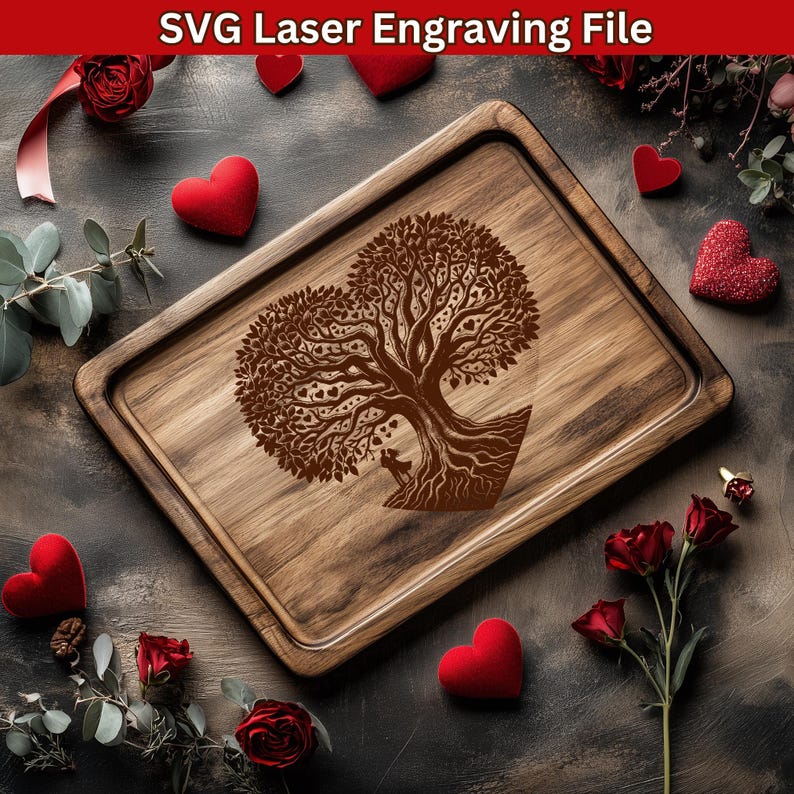 Tree of Love SVG, Valentines Laser Files, Couple Under a Tree Design ...