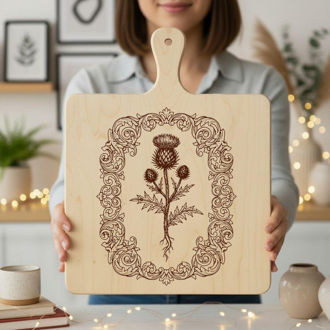 Scottish Thistle SVG Laser File, Thistle Laser Engraving Design for ...