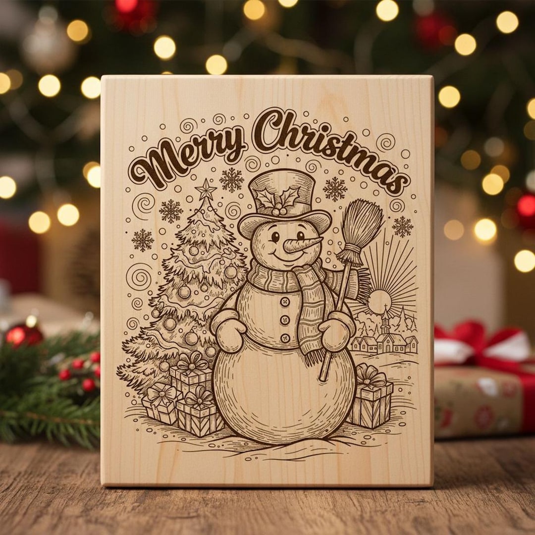 Snowman SVG Laser File Merry Christmas SVG Engraving Design for Cutting ...