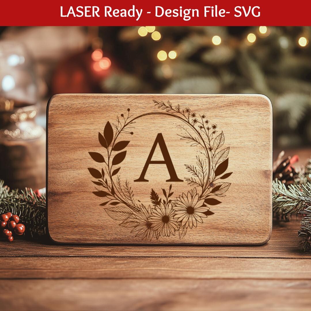 Monogram Laser Files SVG for Wedding Gift SVG Cutting Board, Engraving ...