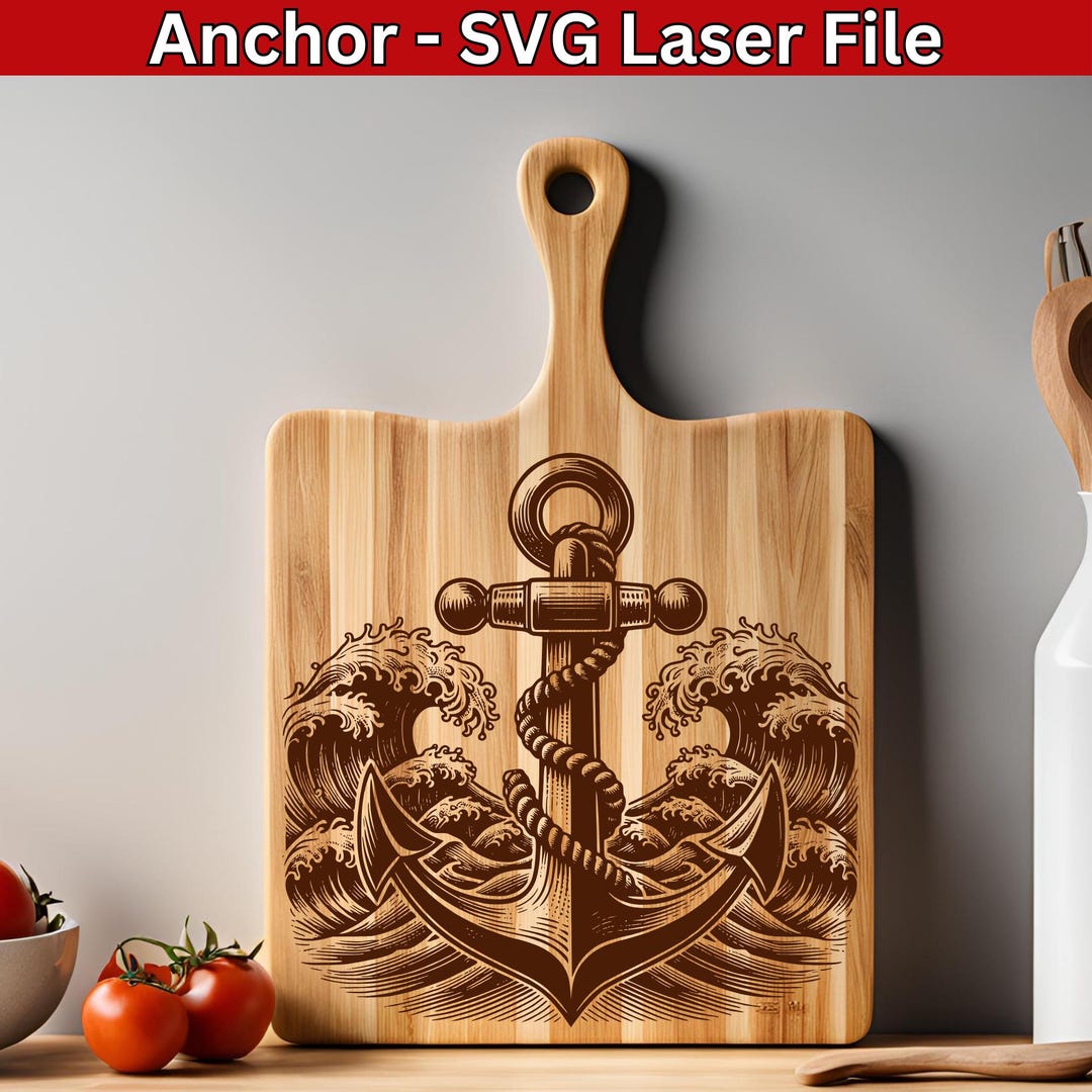 Anchor SVG Wave Laser File, Nautical SVG, Sailing Ship Anchor Laser ...