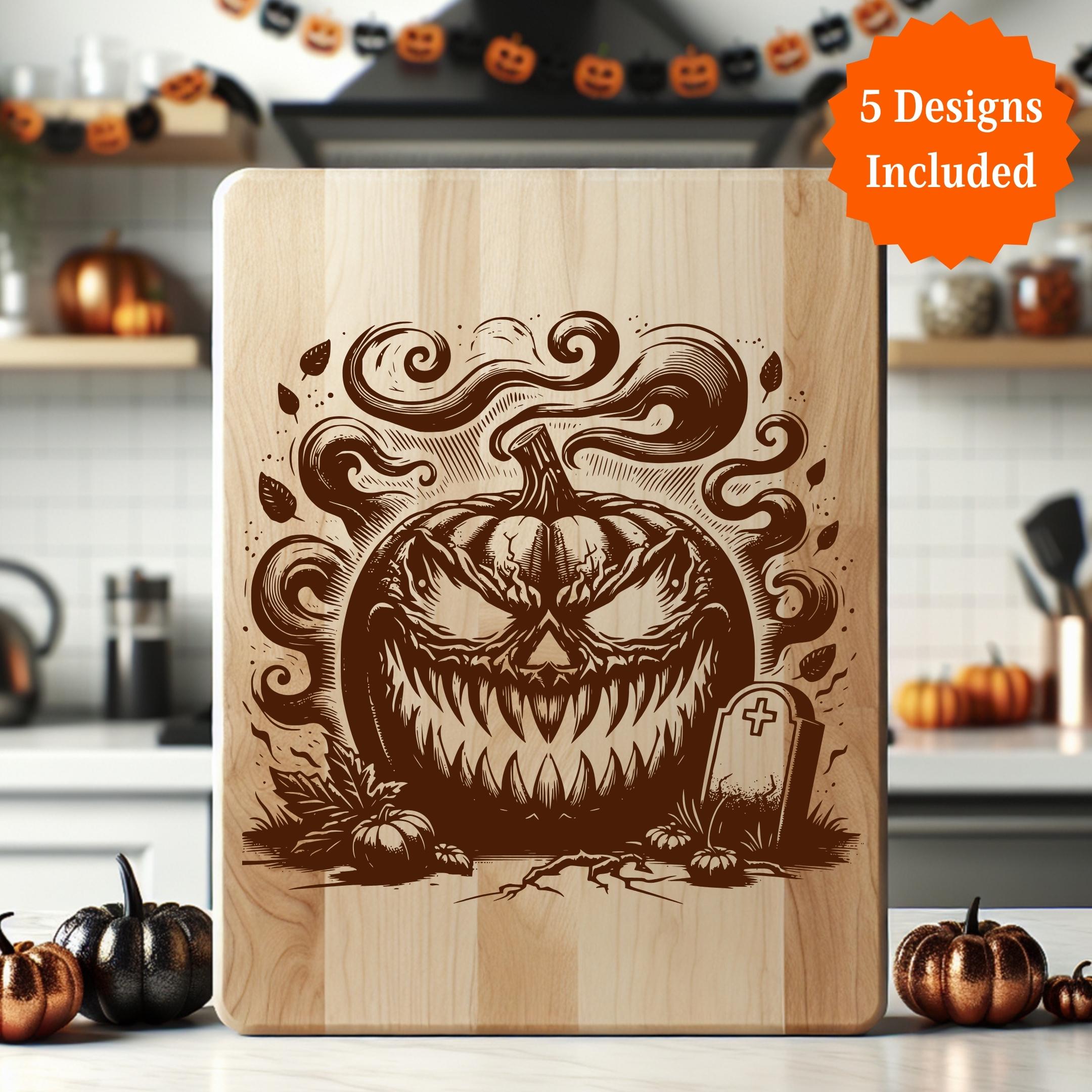 Halloween SVG Bundle, Laser Engraving Files, 5 Spooky Designs for Wood ...