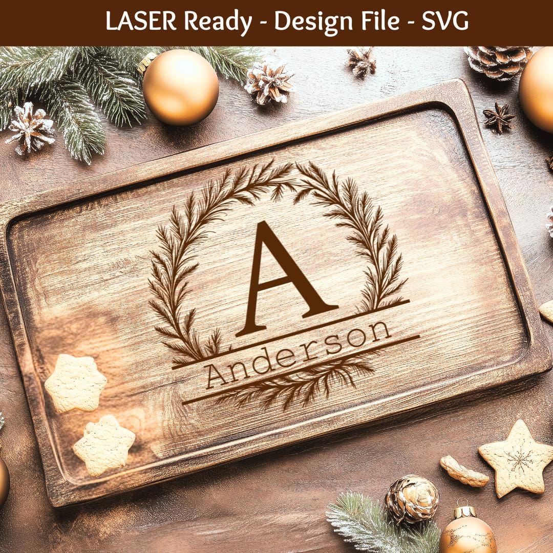 Monogram SVG Laser Files for Cutting Board SVG, Wedding Gift SVG, Laser ...