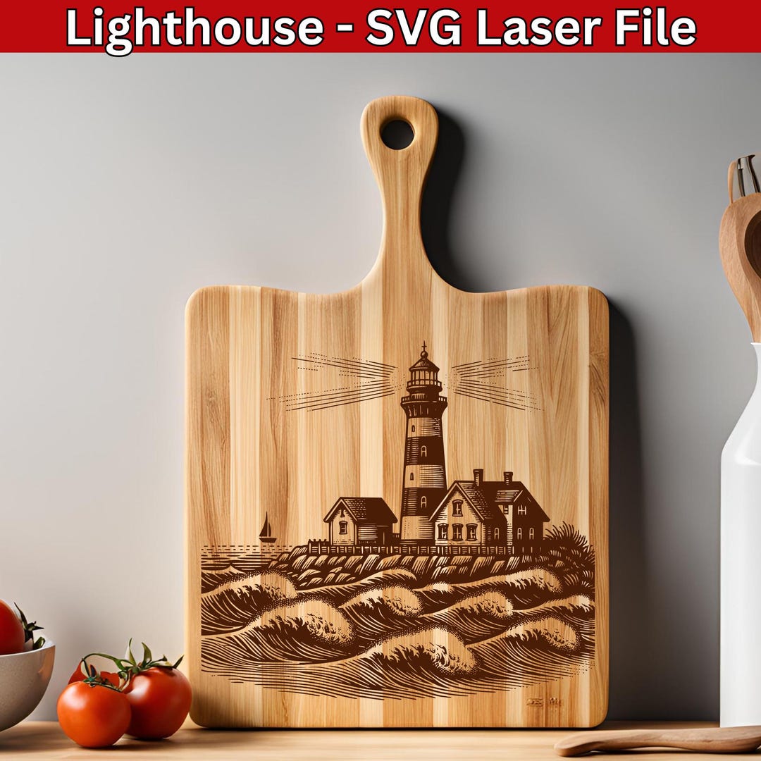 Lighthouse SVG Laser Engraving File, Ocean Wave SVG Laser File ...