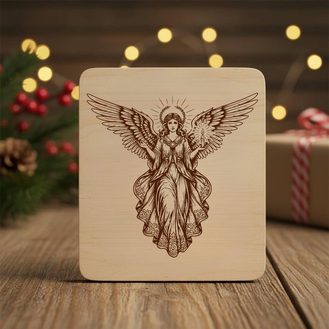 Holiday Angel SVG Laser File, Detailed Wings (for Wood & Charcuterie ...