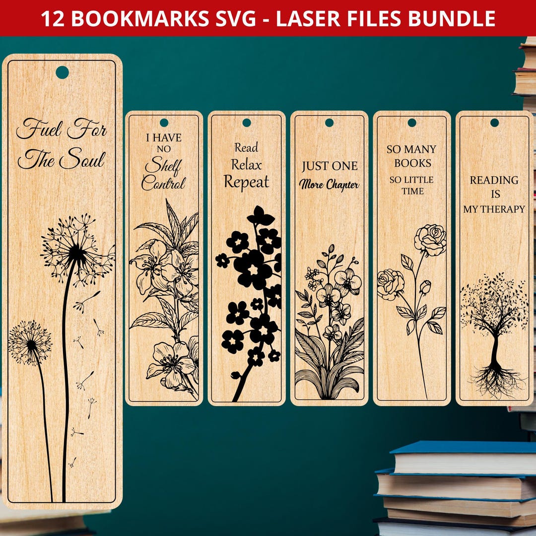 Bookmark SVG Laser Cut Files, Book Mark Svg Laser Engraving Files ...