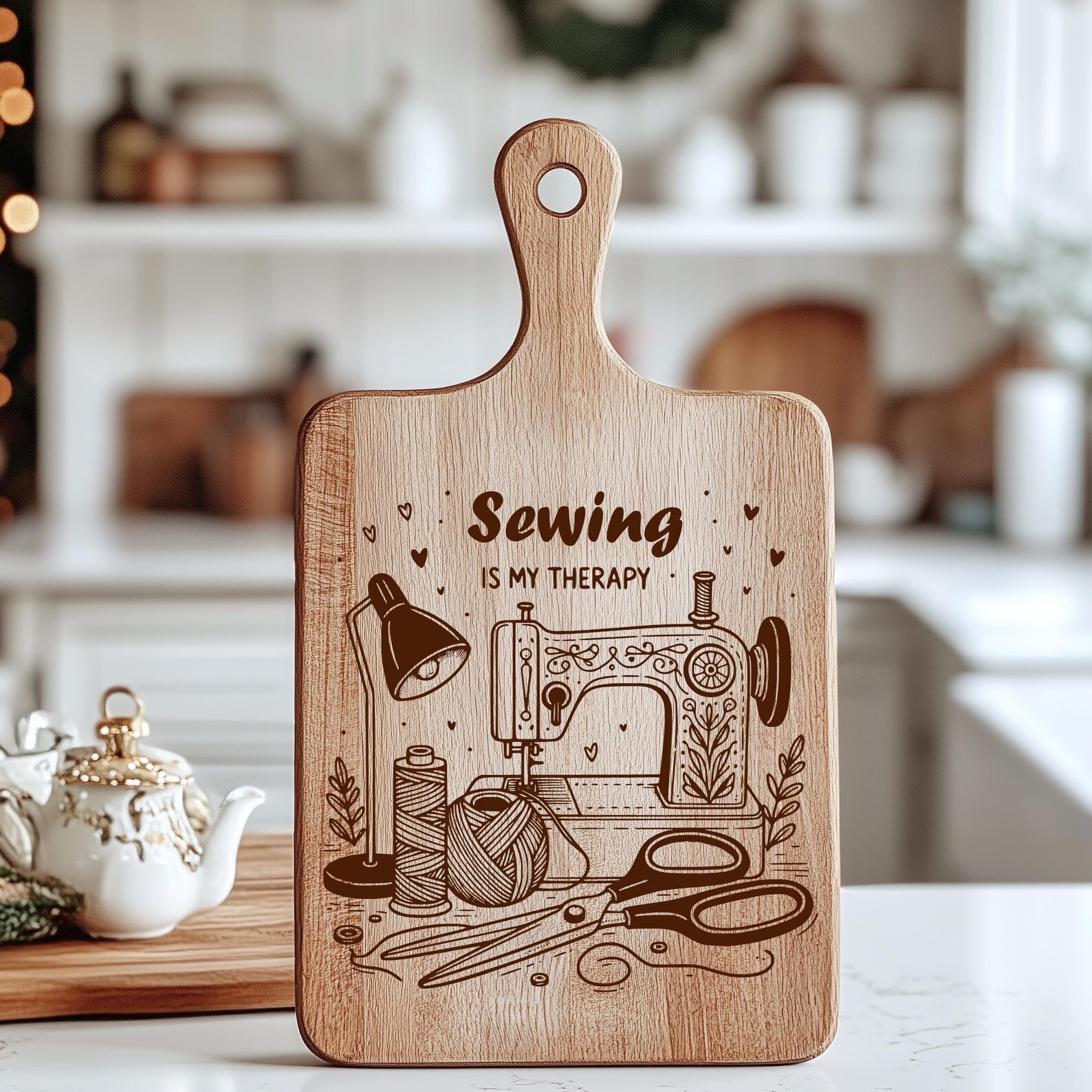 Sewing SVG Laser File Spool of Thread & Sewing Machine Vector Design ...