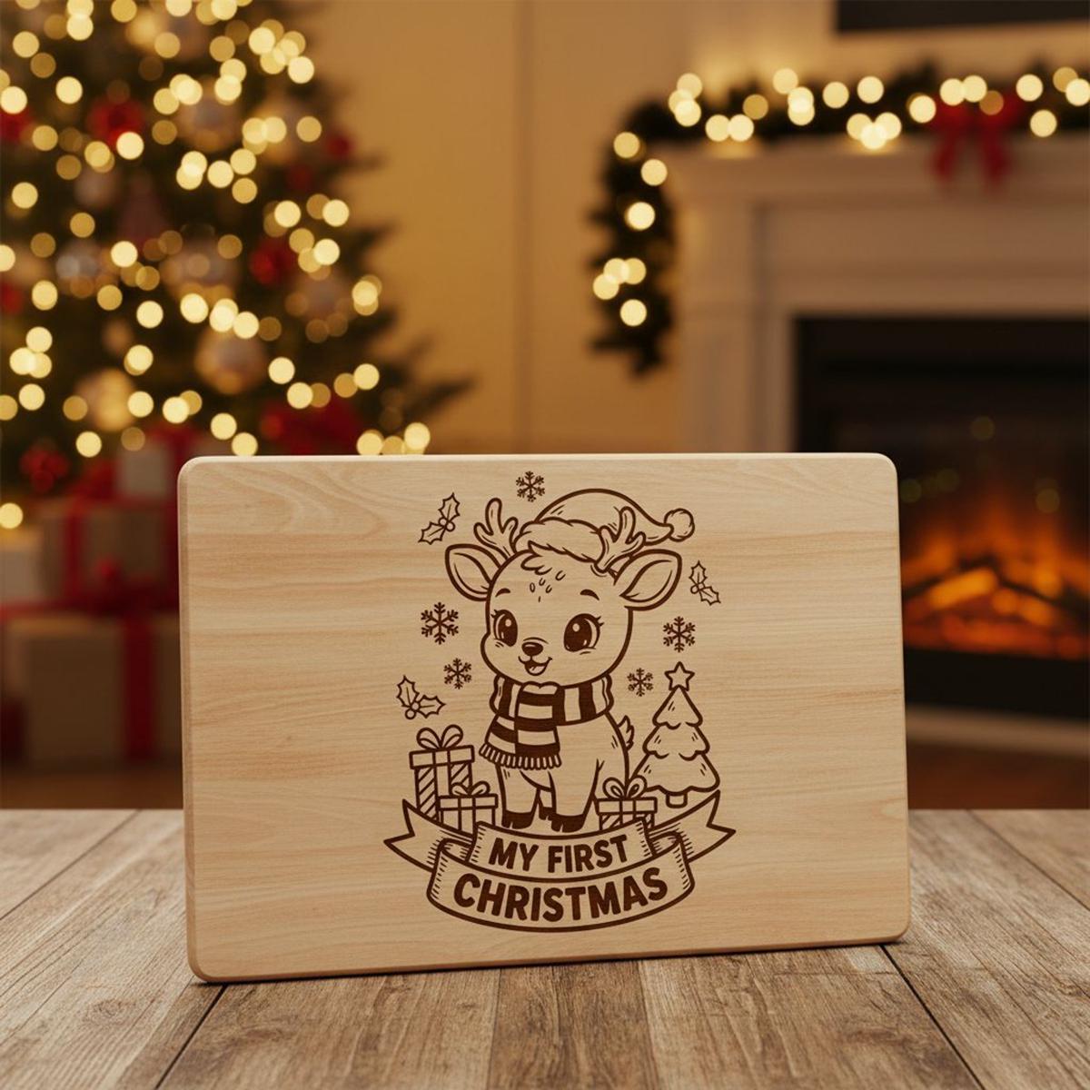 Reindeer SVG Laser File My First Christmas SVG Engraving Design - Etsy
