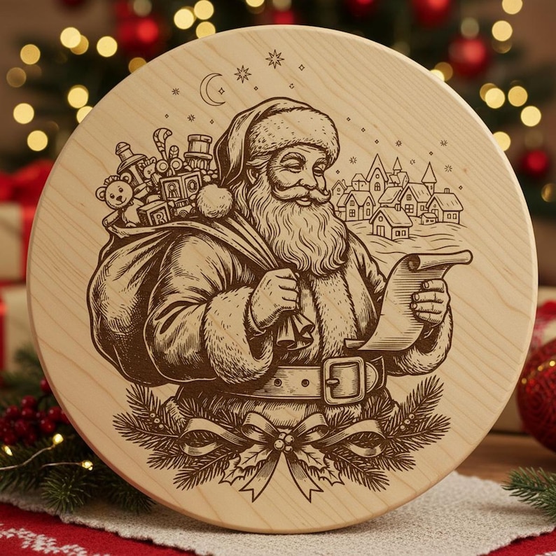 Santa SVG Laser File Christmas SVG Engraving Design for Cutting Board ...