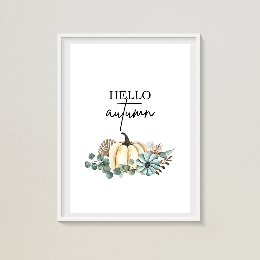 Hello Autumn Print Autumn Wall Decor Halloween Prints - Etsy