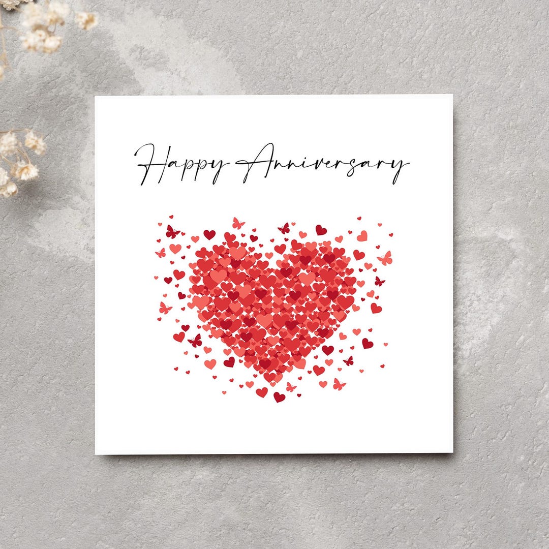 Happy Anniversary Card - Anniversary Cards - 6x6 White Hammered Card ...