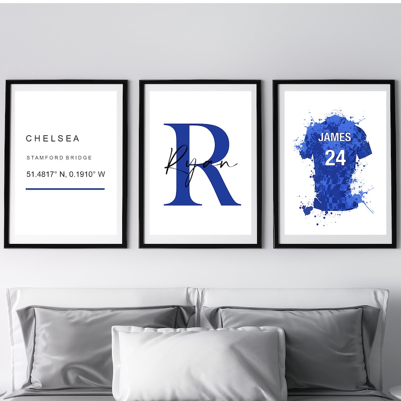 Set of 3 Personalised Chelsea Prints - Football Prints - Etsy UK