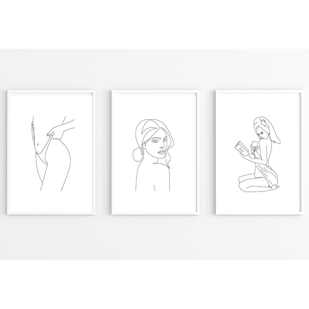 Set of 3 Female Body Line Art Prints - Etsy UK