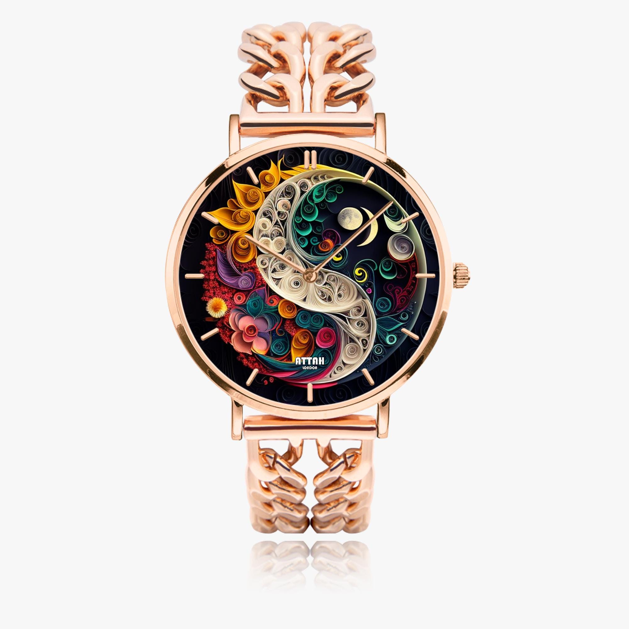 Quilled Flower Copper Watch | Exclusive Crescent Moon Timepiece | Ying ...