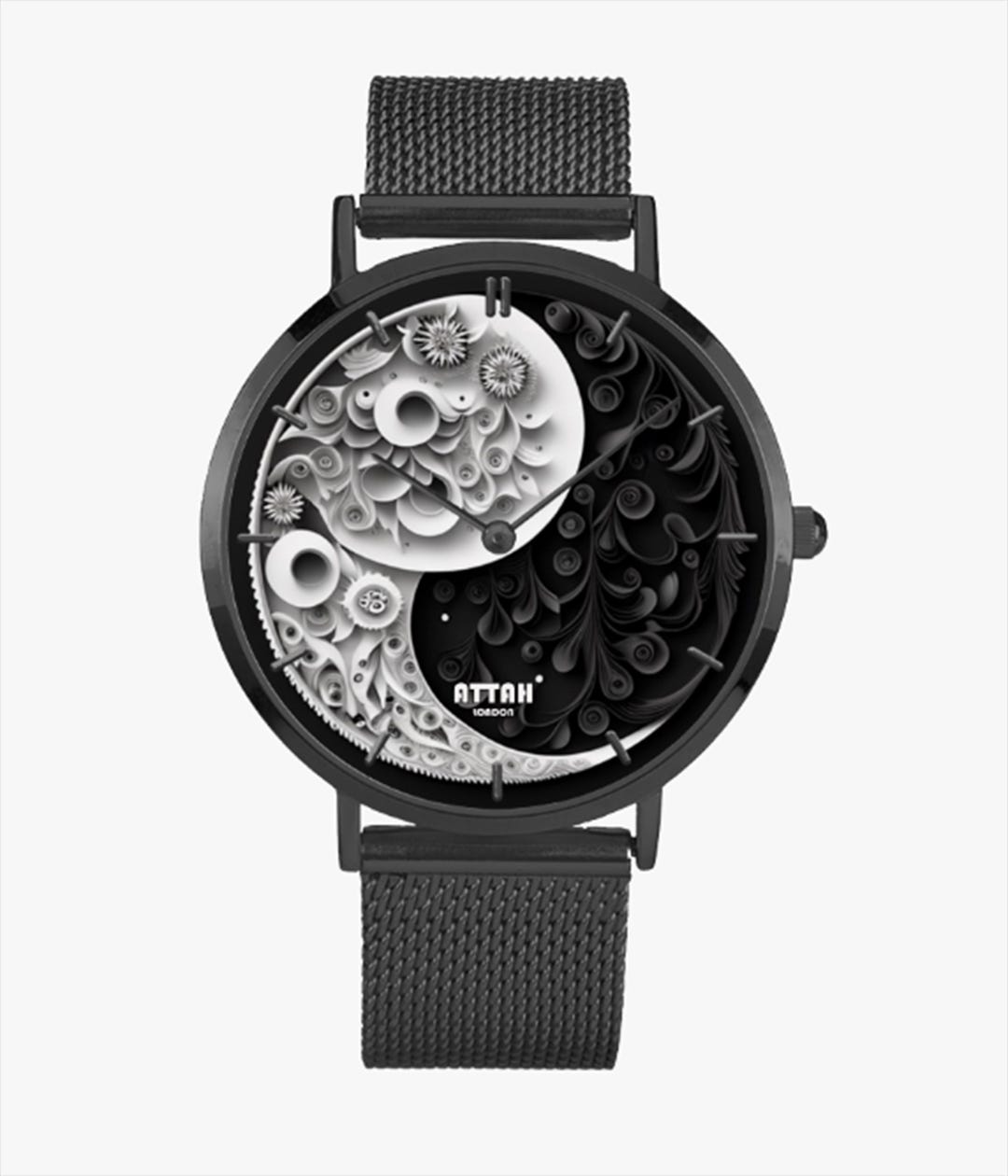 Yin and Yang Quilled Stainless Steel Watch - Custom Engraving, 33mm ...