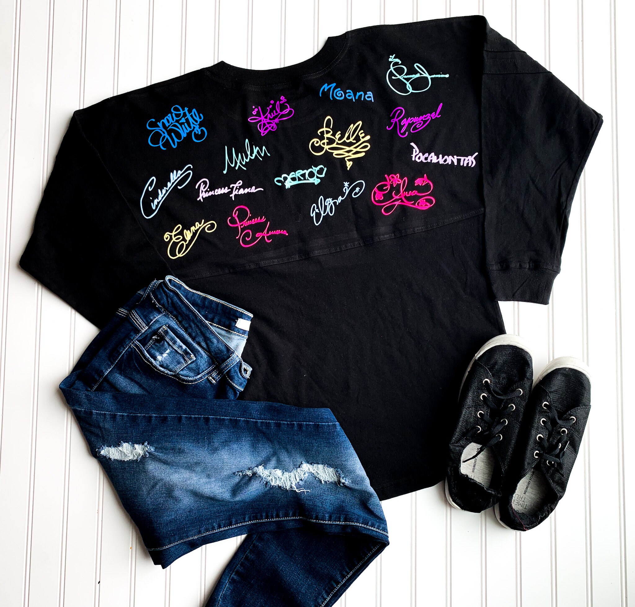 Disney Princess Inspired Character Autograph Signatures Jersey Shirt ...