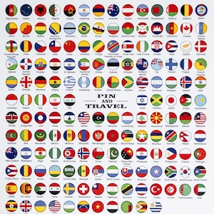 Pins Flag World Countries Push Map Wooden Colorful - Etsy
