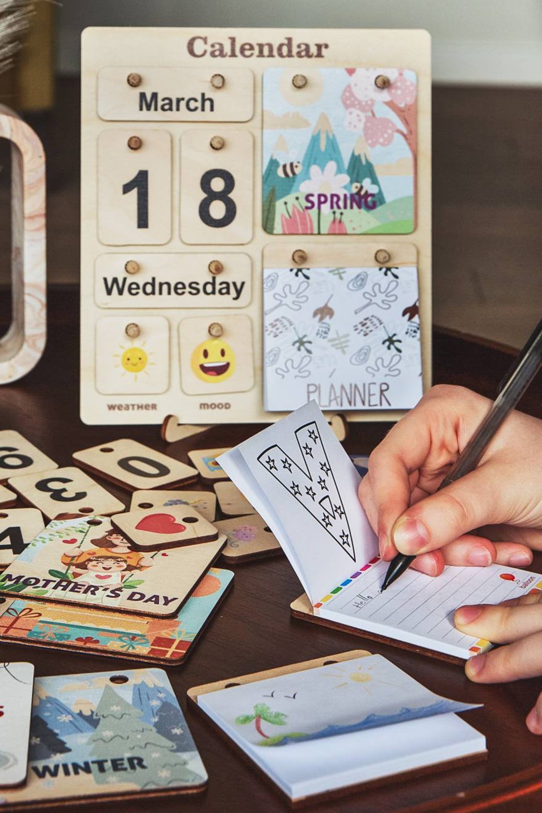 Montessori Calendar 2023 Wooden Homeschool Desk Calendar - Etsy