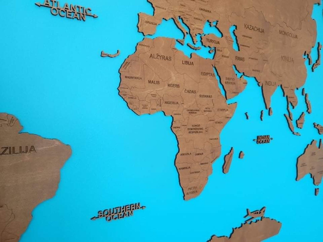 World Map With Countries Living Room Wall Art Wood Travel Map ...