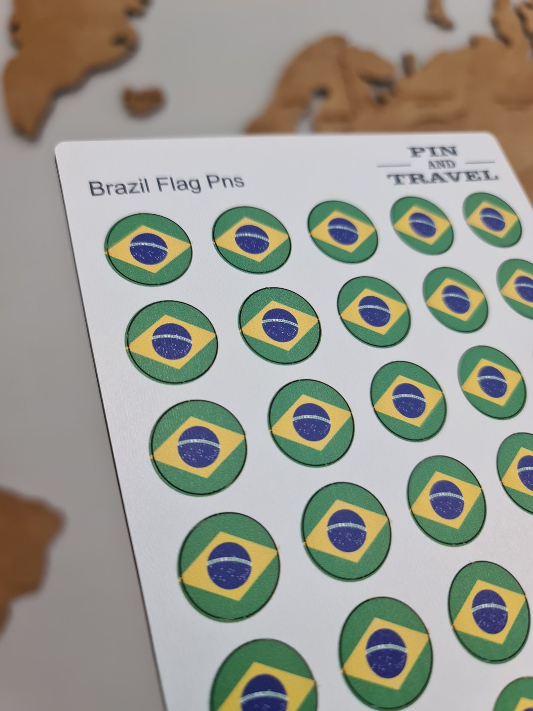 Brazil 50 Pins Flag Country Push Map Wooden Colorful Sticker Magnetic ...