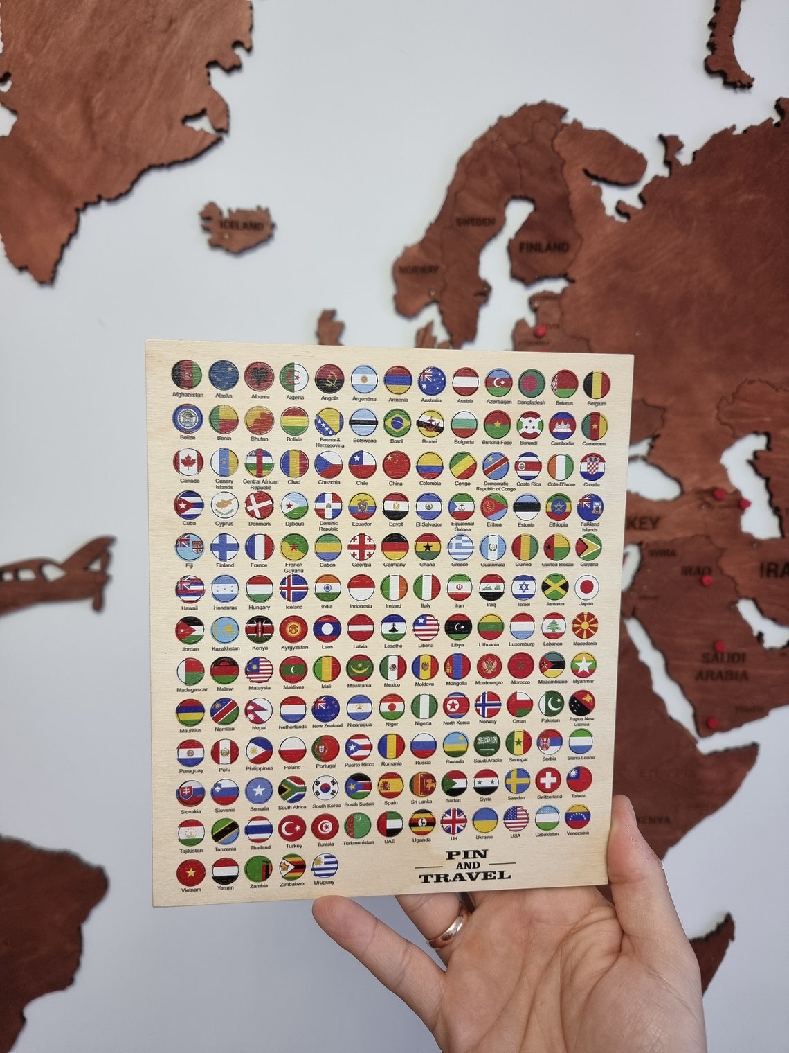 20mm Pins Flag World Countries Push Map Wooden Colorful - Etsy