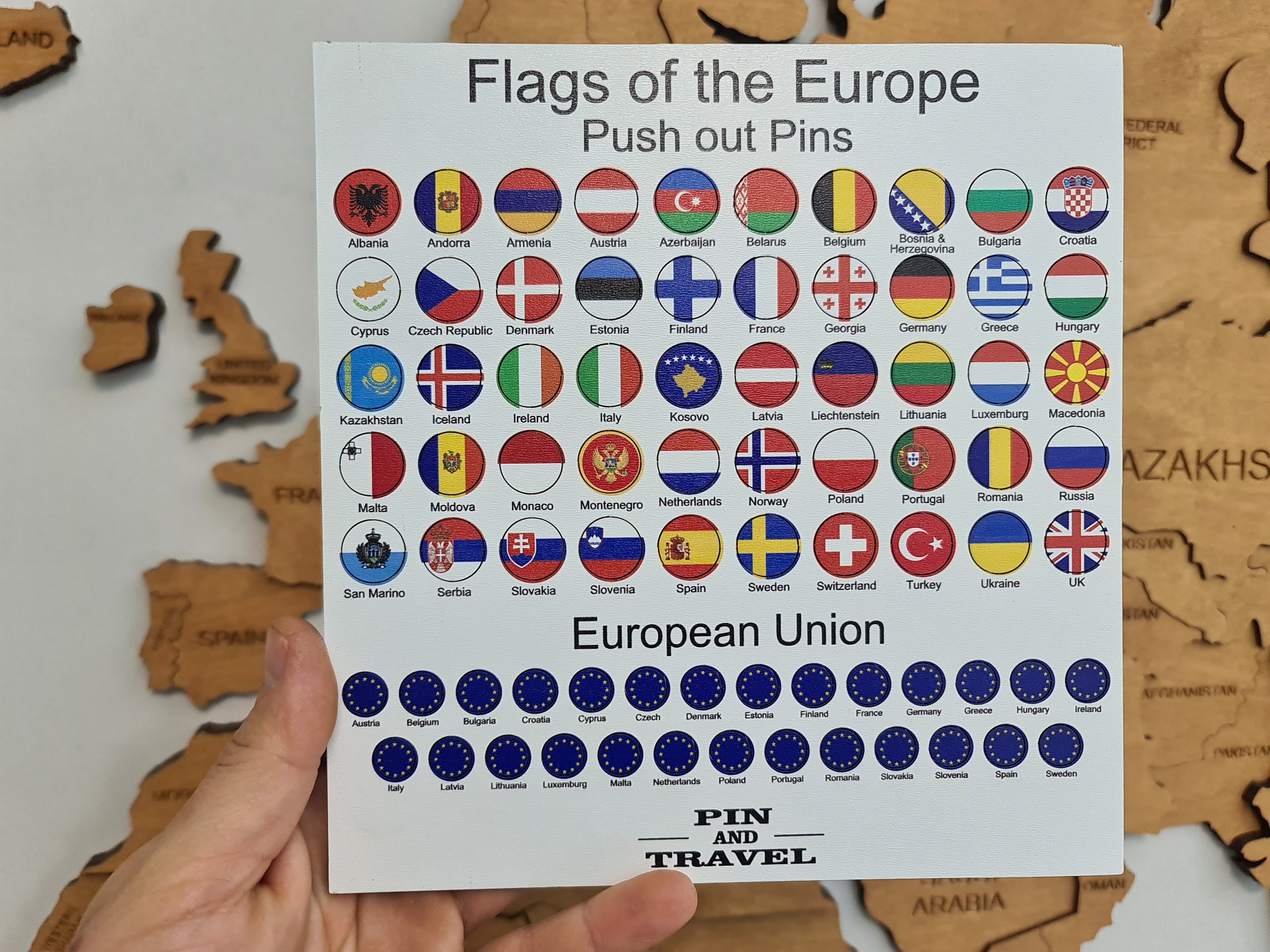 USA States Flags Push Pins Adhesive Sticker Wooden Map World Map - Etsy