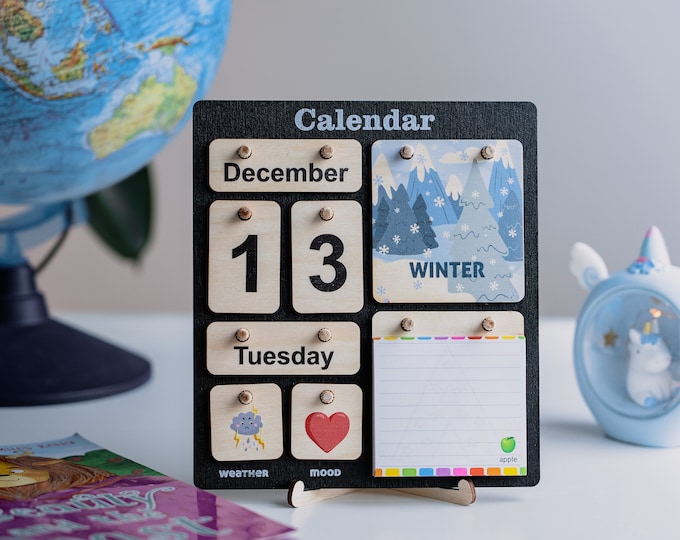 Montessori Inspired Wooden Calendar Educational Time Tracking Toy and ...