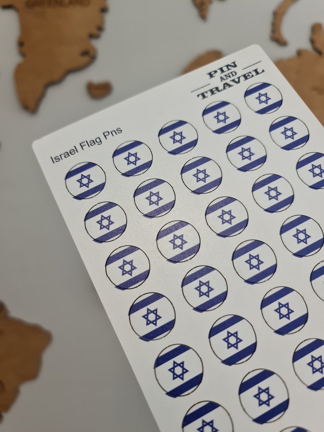 Israel 50 Pins Flag Country Push Map Wooden Colorful Sticker Magnetic ...