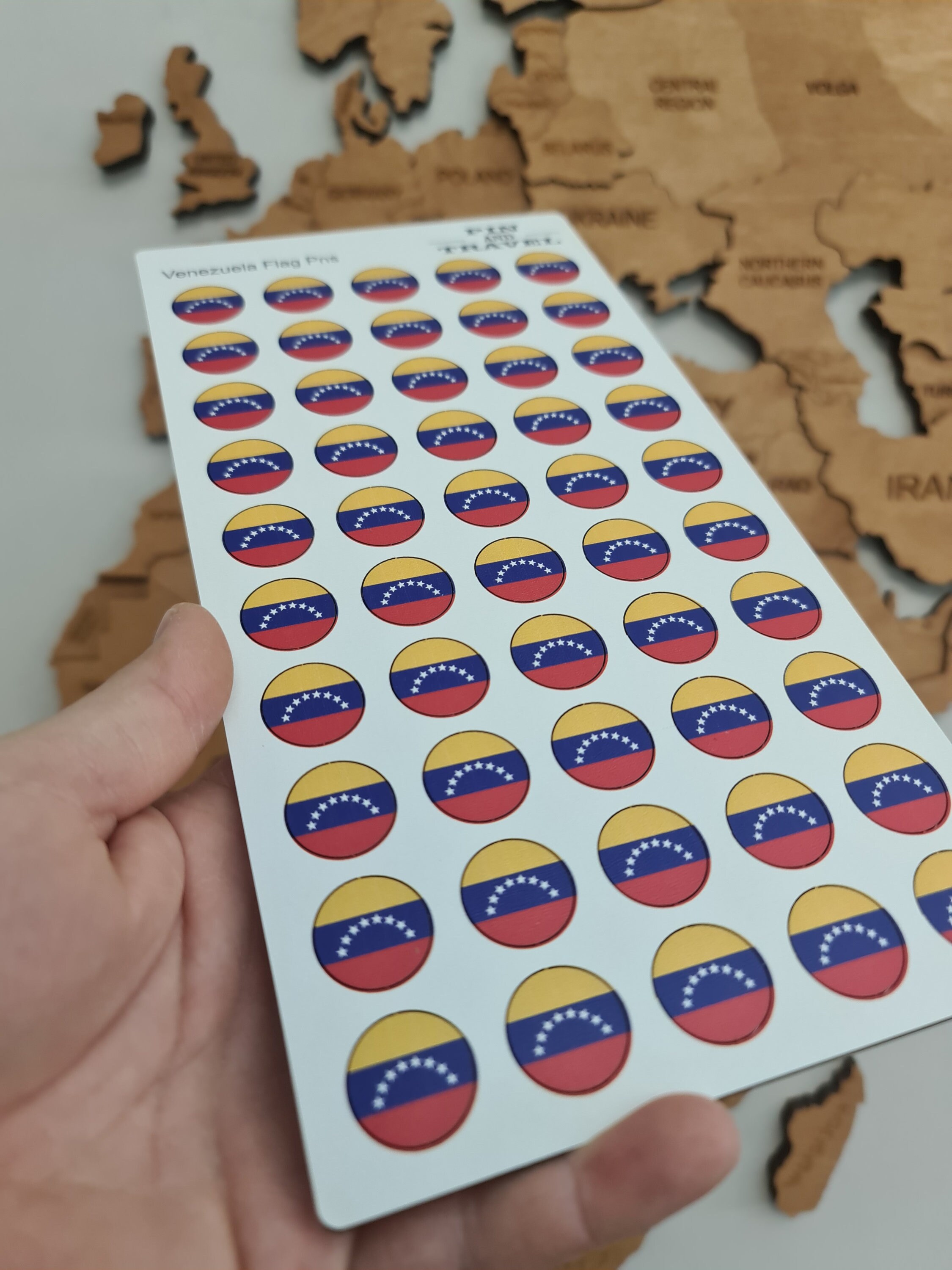 Venezuela 50 Pins Flag Country Push Map Wooden Colorful Sticker ...
