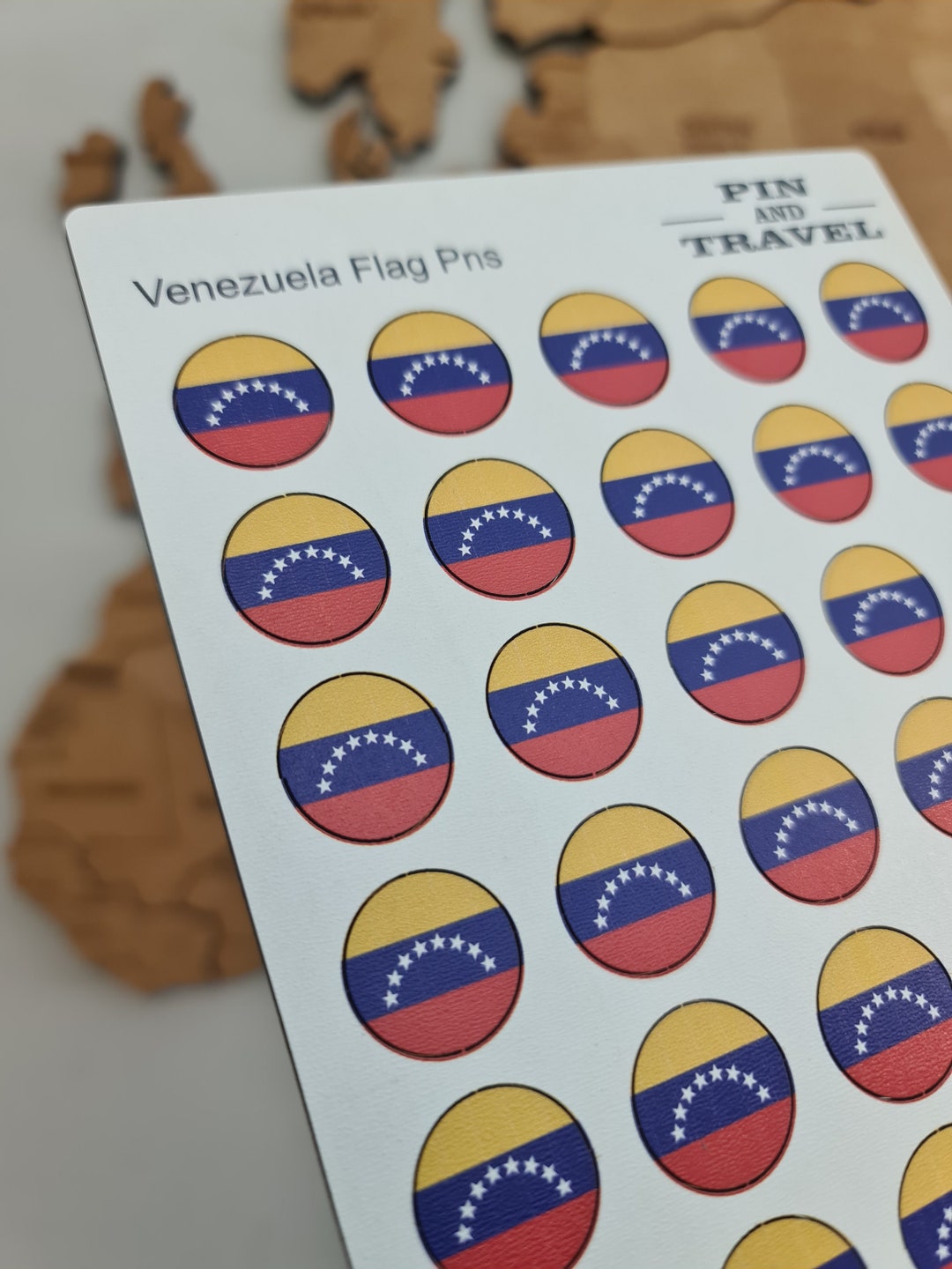 Venezuela 50 Pins Flag Country Push Map Wooden Colorful Sticker ...