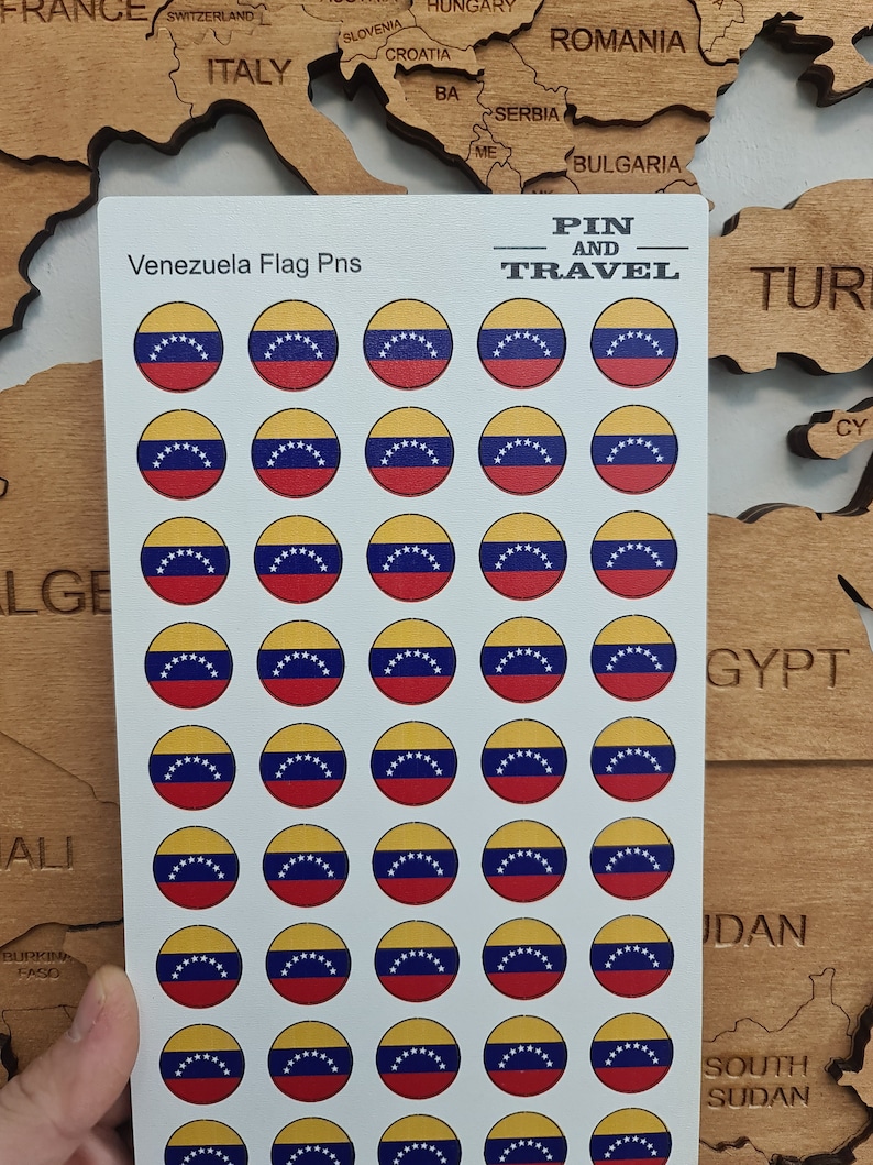 Venezuela 50 Pins Flag Country Push Map Wooden Colorful Sticker ...