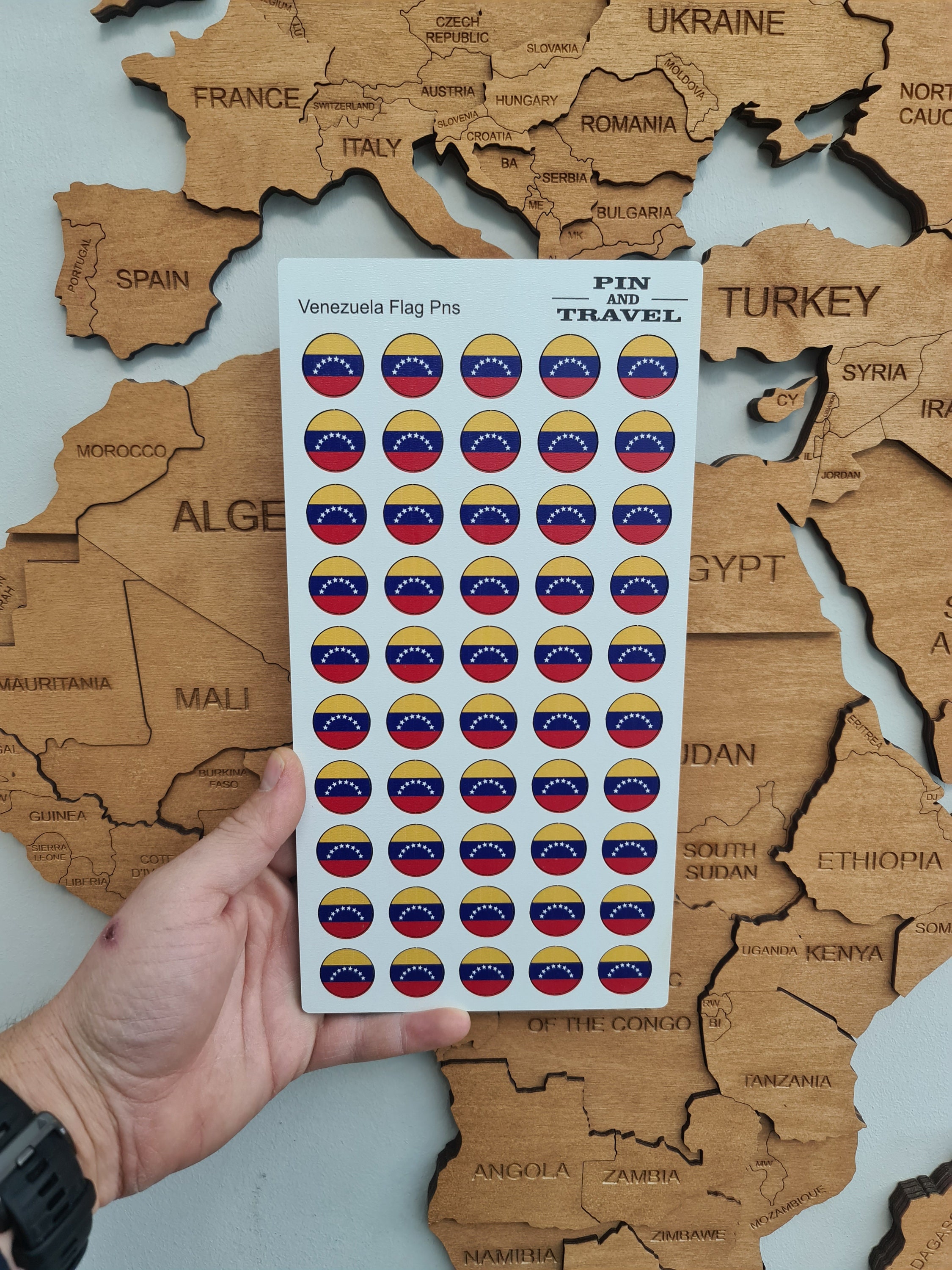 Venezuela 50 Pins Flag Country Push Map Wooden Colorful Sticker ...