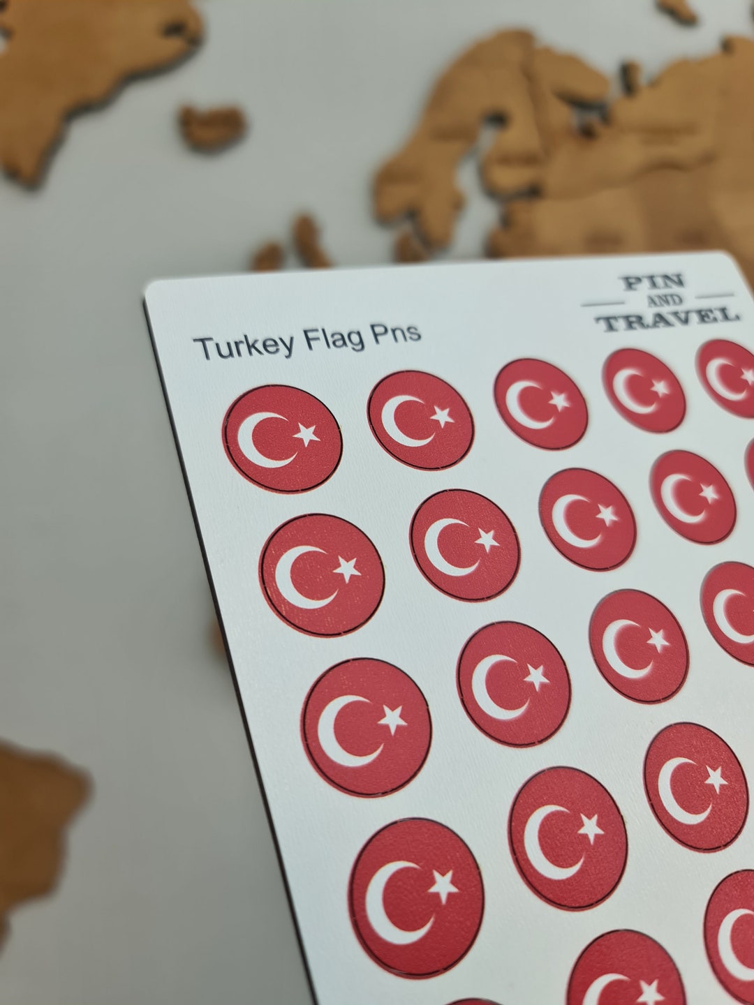 Turkey 50 Pins Flag Country Push Map Wooden Colorful Sticker Magnetic ...
