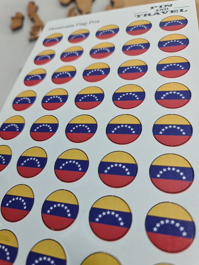 Venezuela 50 Pins Flag Country Push Map Wooden Colorful Sticker ...