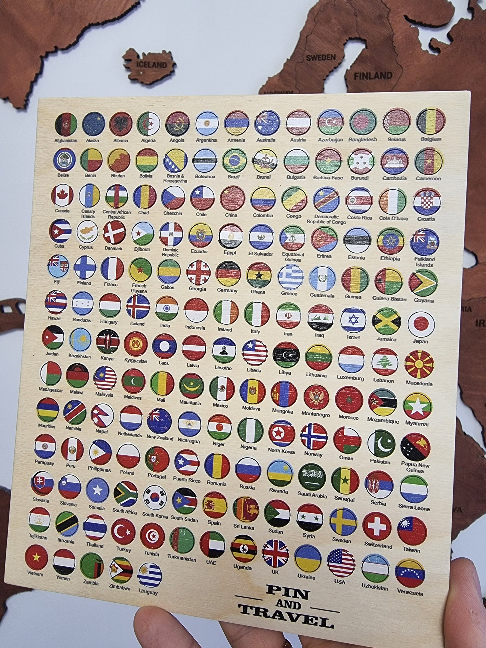 20mm Pins Flag World Countries Push Map Wooden Colorful - Etsy