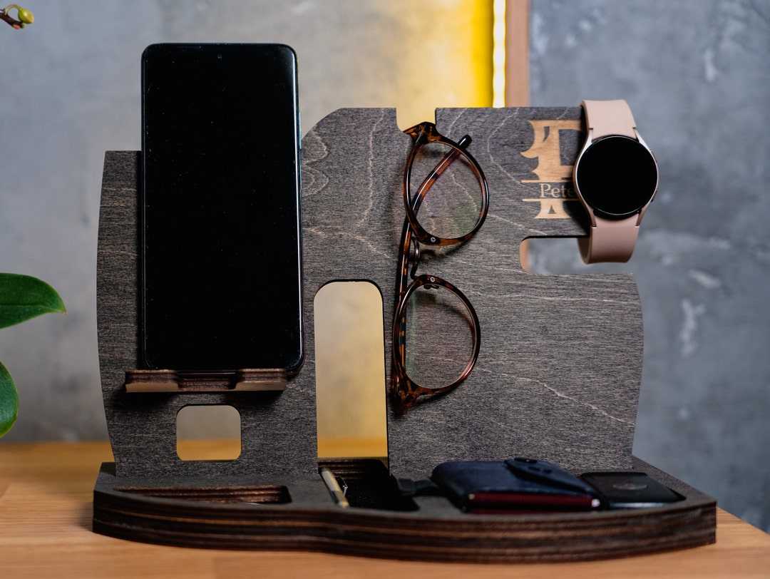 Custom Phone Stand Docking Station Organiser Wood Hardwood Custom ...