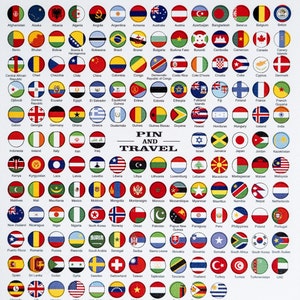 20mm Pins Flag World Countries Push Map Wooden Colorful - Etsy